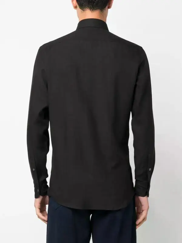 Zegna Spread-collar Cotton-cashmere Shirt - Black