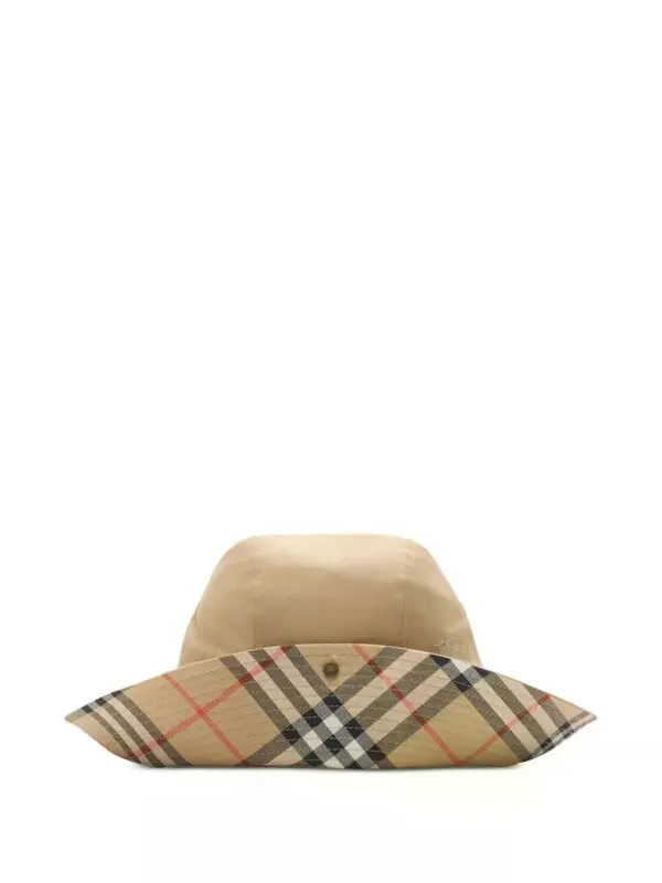 Burberry Check Brim Cabardine Hat - Neutrals