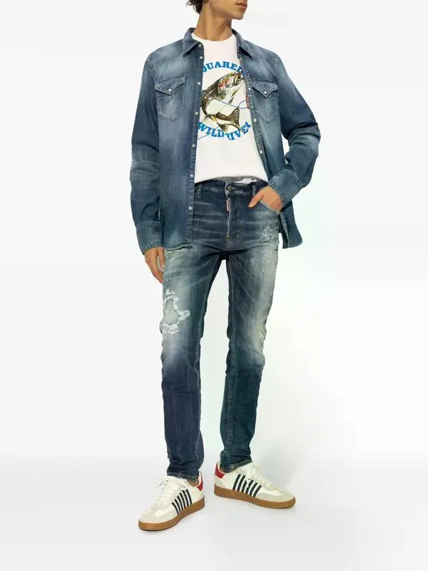 Dsquared2 Distressed Slim-cut Jeans - Blue