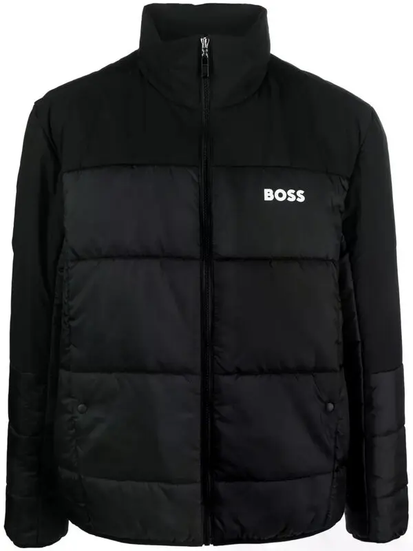 BOSS Logo-print Panelled Padded Jacket