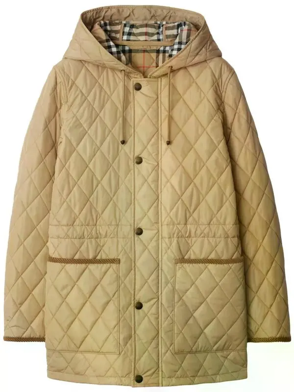 Burberry Quilted Parka With Check Lining