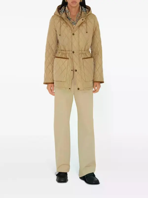 Burberry Quilted Parka With Check Lining