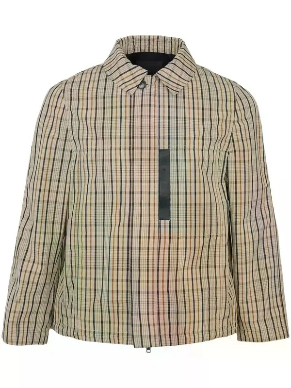 YVES SALOMON Check-pattern Leather-detail Jacket