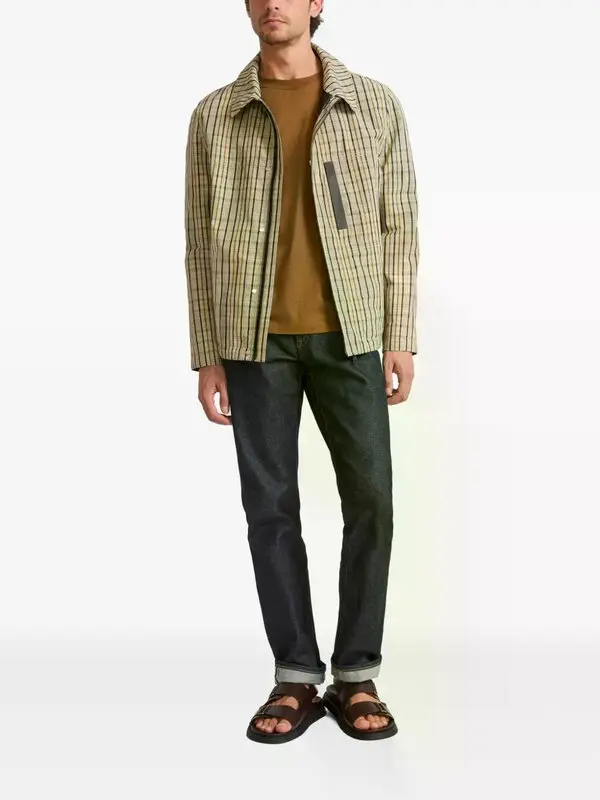 YVES SALOMON Check-pattern Leather-detail Jacket
