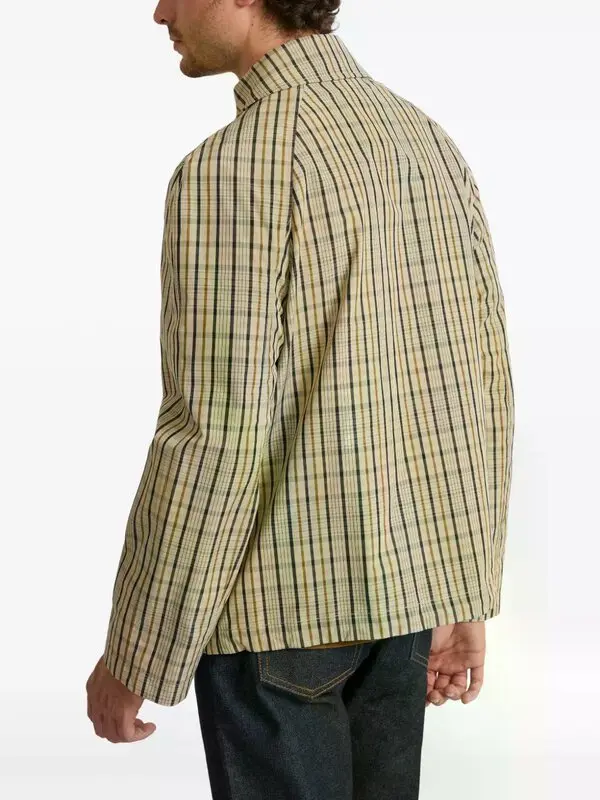 YVES SALOMON Check-pattern Leather-detail Jacket