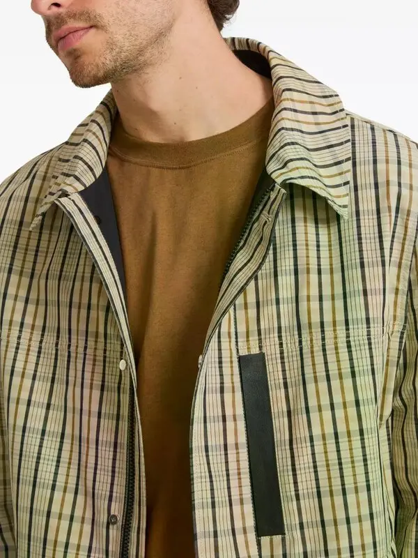 YVES SALOMON Check-pattern Leather-detail Jacket