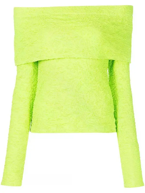 MSGM Off-shoulder Textured Top