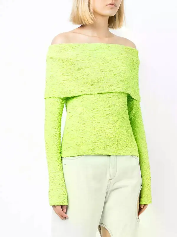 MSGM Off-shoulder Textured Top