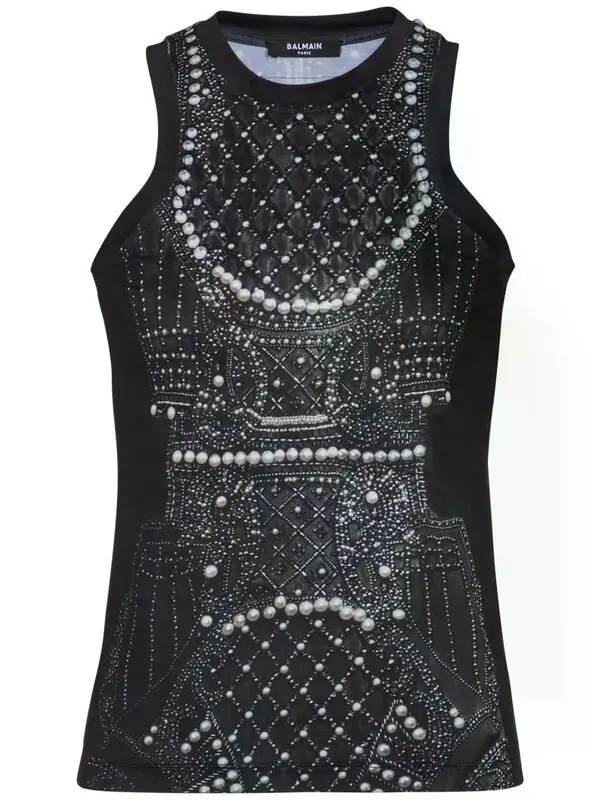 Balmain Embroidery-print Tank Top