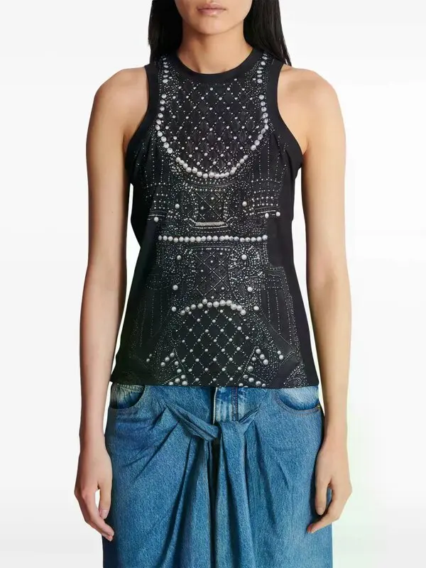 Balmain Embroidery-print Tank Top