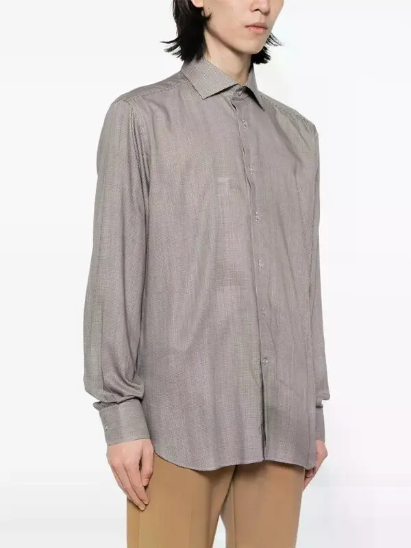 Corneliani Houndstooth-pattern Long-sleeve Shirt