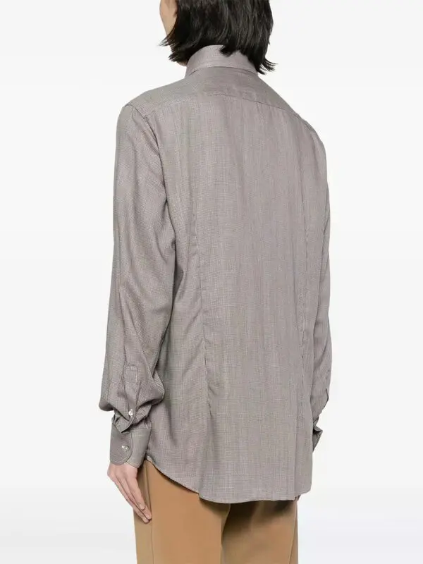 Corneliani Houndstooth-pattern Long-sleeve Shirt