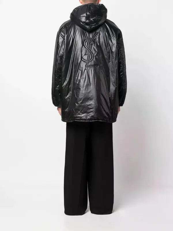 Saint Laurent Cassandre Logo-embossed Hooded Raincoat