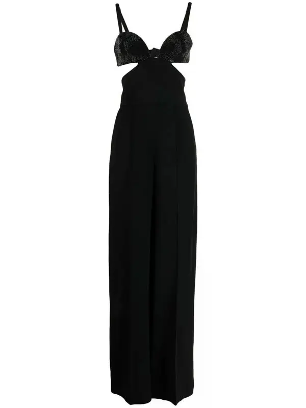Elie Saab Crystal-embellished Cut-out Jumpsuit - Black