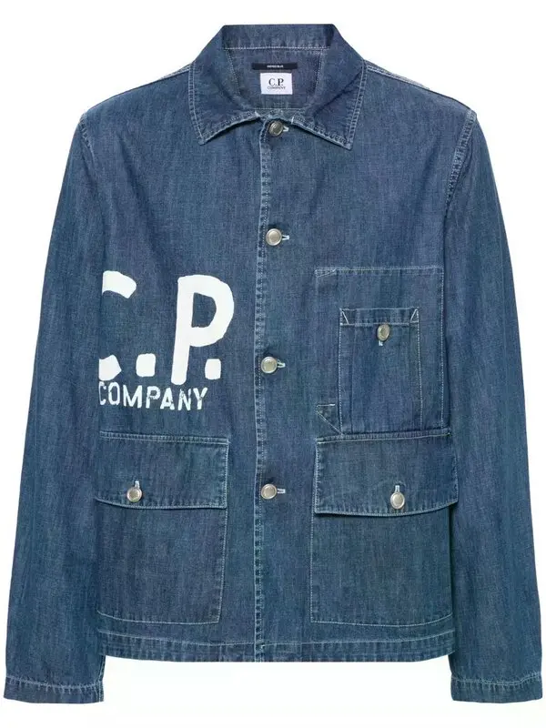 C.P. COMPANY Logo-print Denim Jacket - Blue
