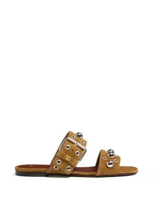 Valentino Garavani Suede Slide Sandals With Stud Embellishments