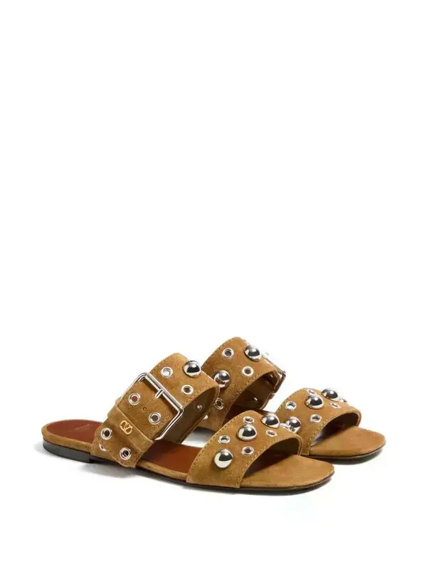 Valentino Garavani Suede Slide Sandals With Stud Embellishments