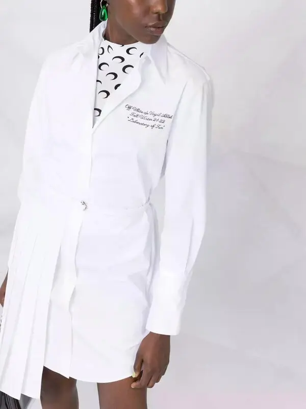 Off-White Popeline Asymmetric Shirt Dress