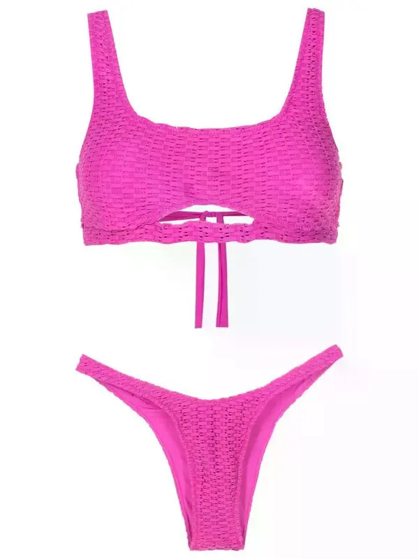 AMIR SLAMA Woven-design Cut-out Bikini - Pink