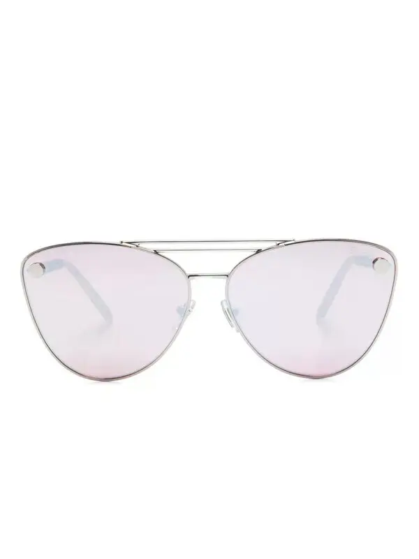Versace Tubular Greca Cat-eye Sunglasses - Silver