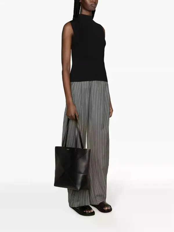 Plan C Mock-neck Fine Knit Tank Top - Black