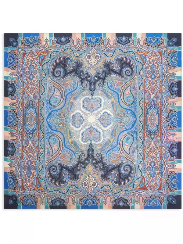 Etro Paisley-print Cashmere-blend Scarf - Blue