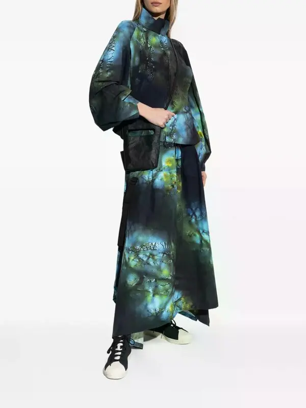 Y3 Printed Maxi Skirt With Handkerchief Hem