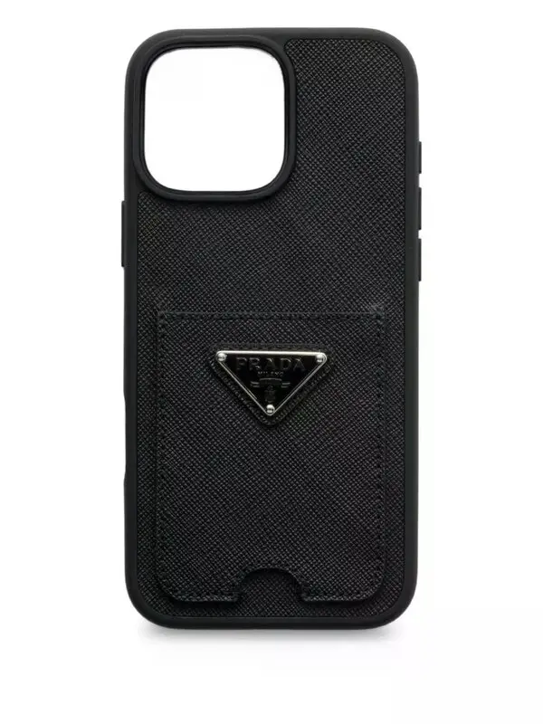 Prada Textured Cardholder Iphone 16 Pro Max Case - Black