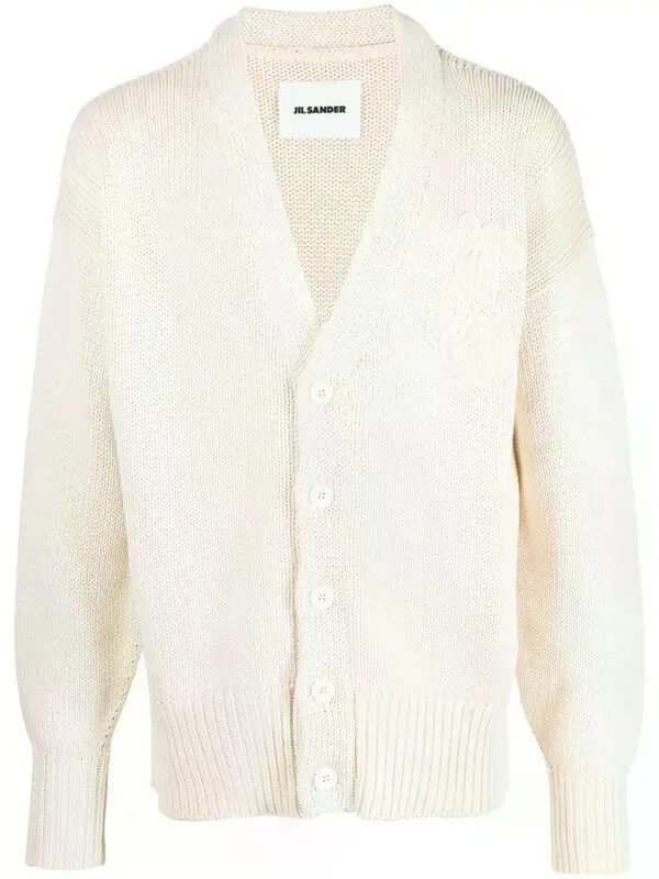 JIL SANDER Embroidered-logo Cotton Cardigan