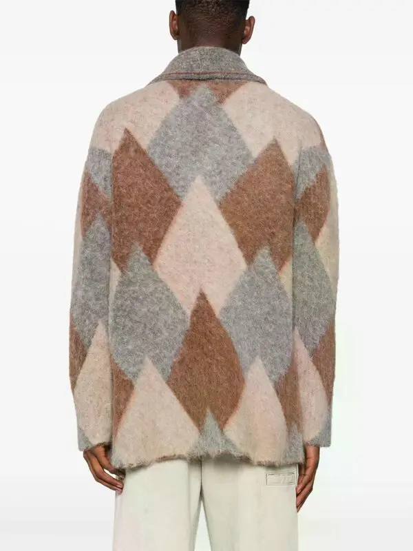 LANEUS Checked Alpaca Wool-blend Cardigan