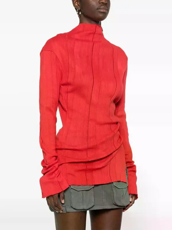 JADE CROPPER Slit-detail Knitted Top