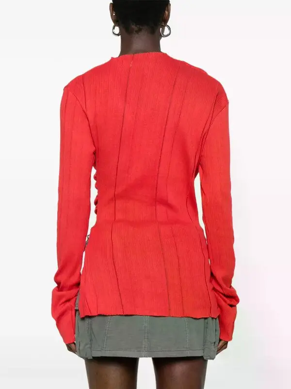 JADE CROPPER Slit-detail Knitted Top