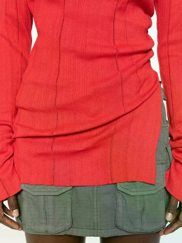 JADE CROPPER Slit-detail Knitted Top