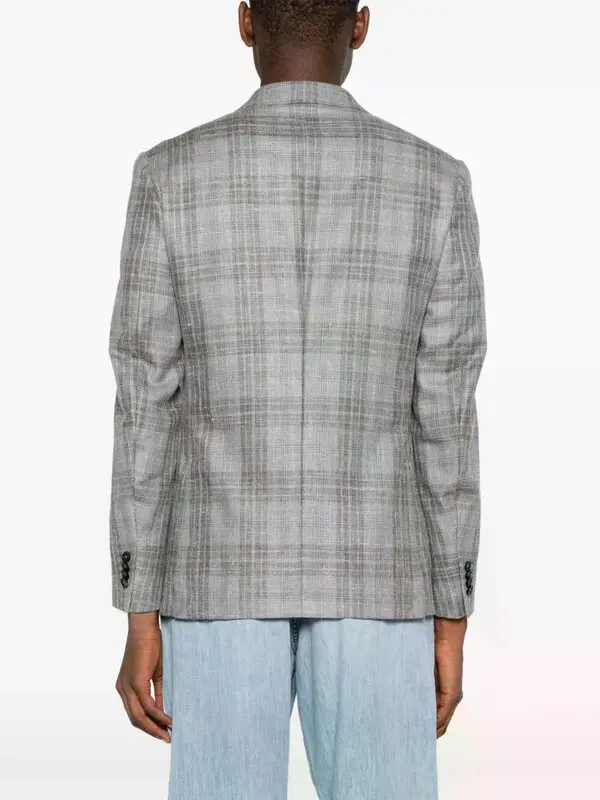 Zegna Checked Single-breasted Blazer - Grey
