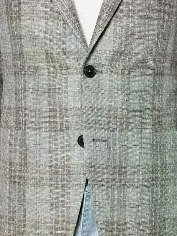 Zegna Checked Single-breasted Blazer - Grey