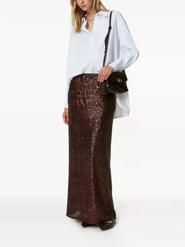 TWINSET Sequin-embellished Maxi Skirt - Brown