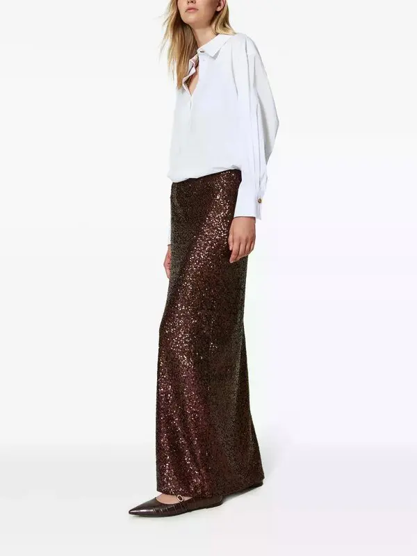 TWINSET Sequin-embellished Maxi Skirt - Brown