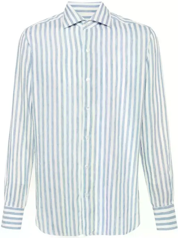 BARBA NAPOLI Spread-collar Striped Shirt