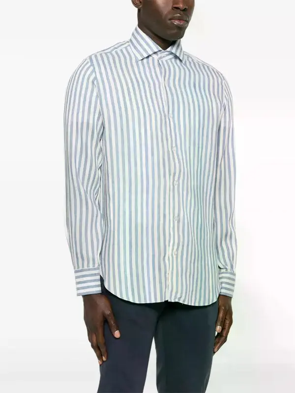 BARBA NAPOLI Spread-collar Striped Shirt
