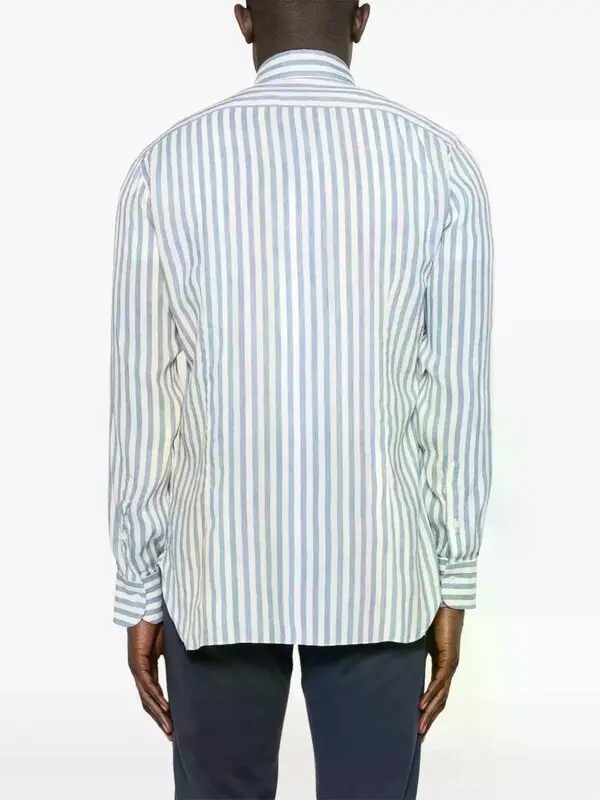 BARBA NAPOLI Spread-collar Striped Shirt