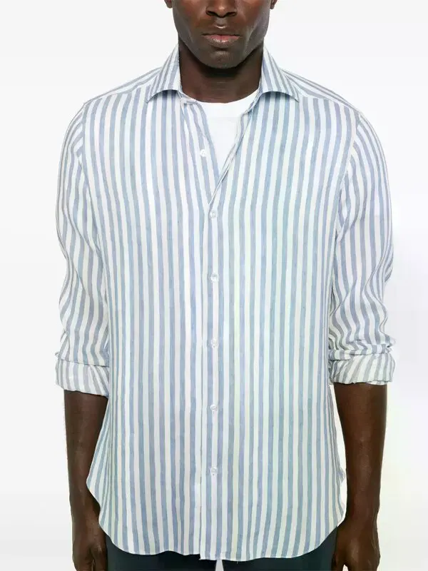 BARBA NAPOLI Spread-collar Striped Shirt