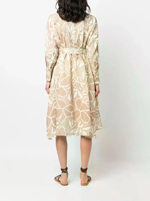 XACUS Graphic-print Asymmetric Linen Dress