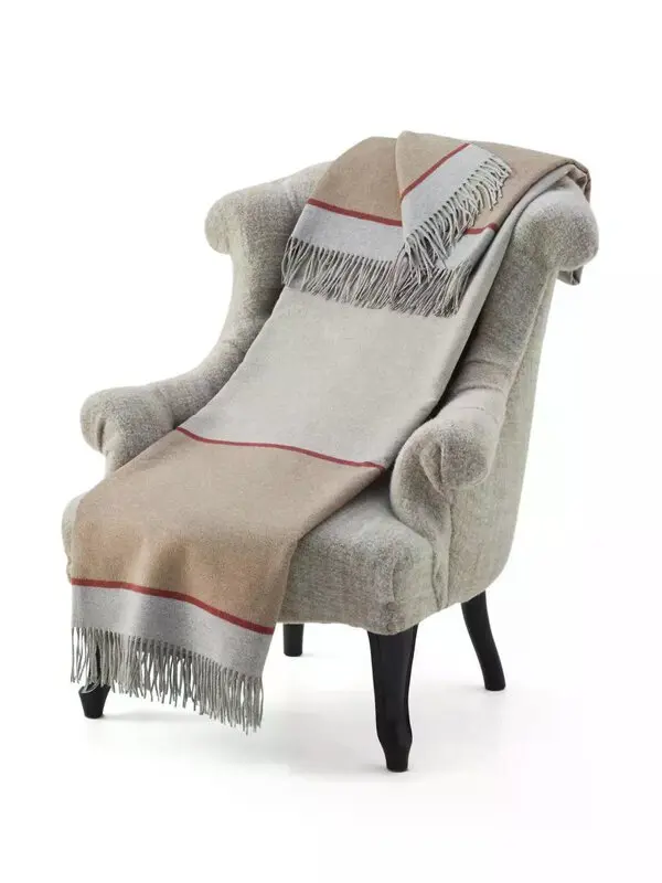 Brunello Cucinelli Fringed Colour-block Silk Blanket