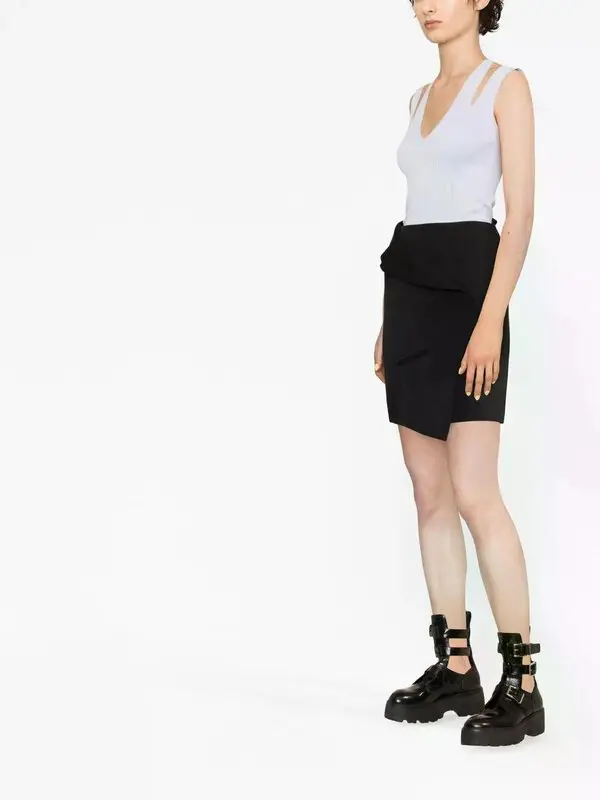 Alexander McQueen Asymmetric Wool Miniskirt - Black