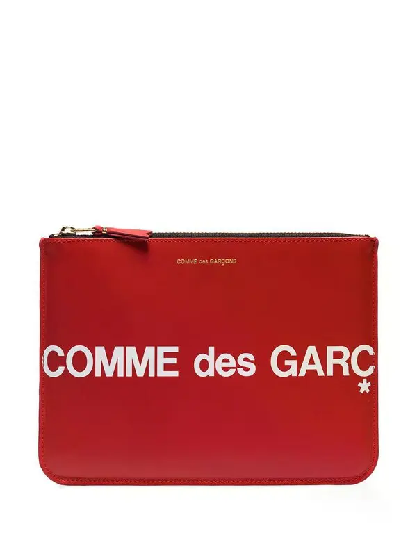 Comme Des Garçons Logo-print Leather Pouch - Red