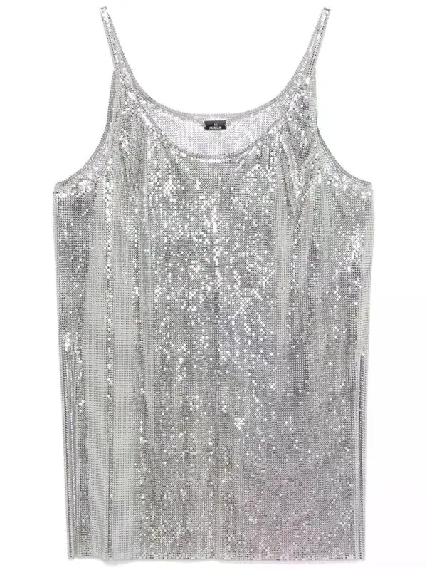 Rabanne Metallic Mesh Tank Top - Silver