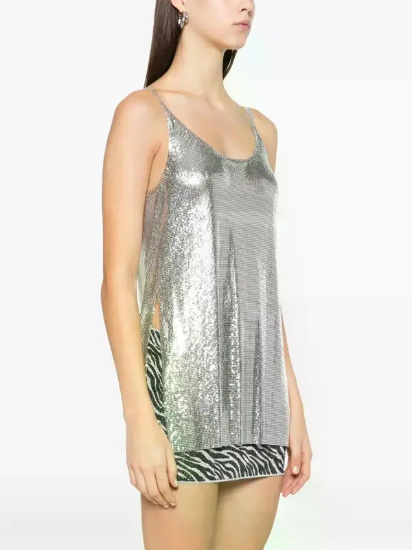 Rabanne Metallic Mesh Tank Top - Silver