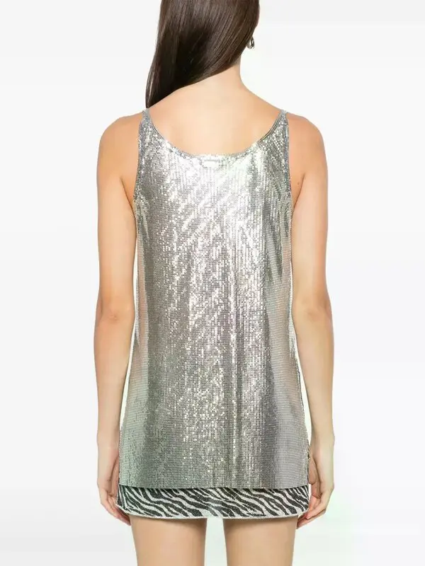 Rabanne Metallic Mesh Tank Top - Silver