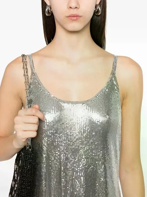 Rabanne Metallic Mesh Tank Top - Silver