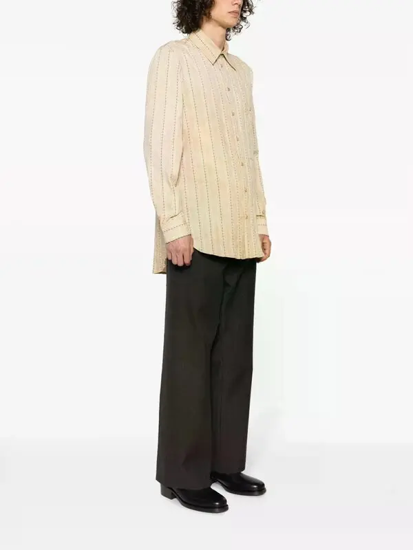 UMA WANG Tab Striped Cotton Shirt